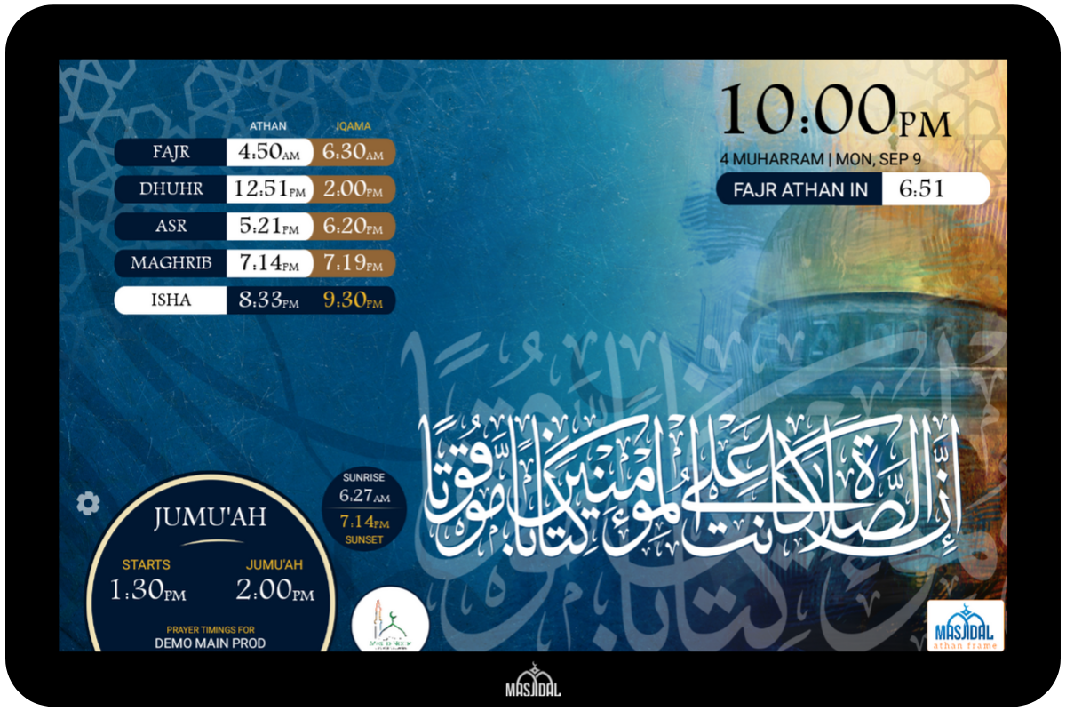 Athan Frame – Next Generation Prayer Clock | Digital Signage, Iqamah ...
